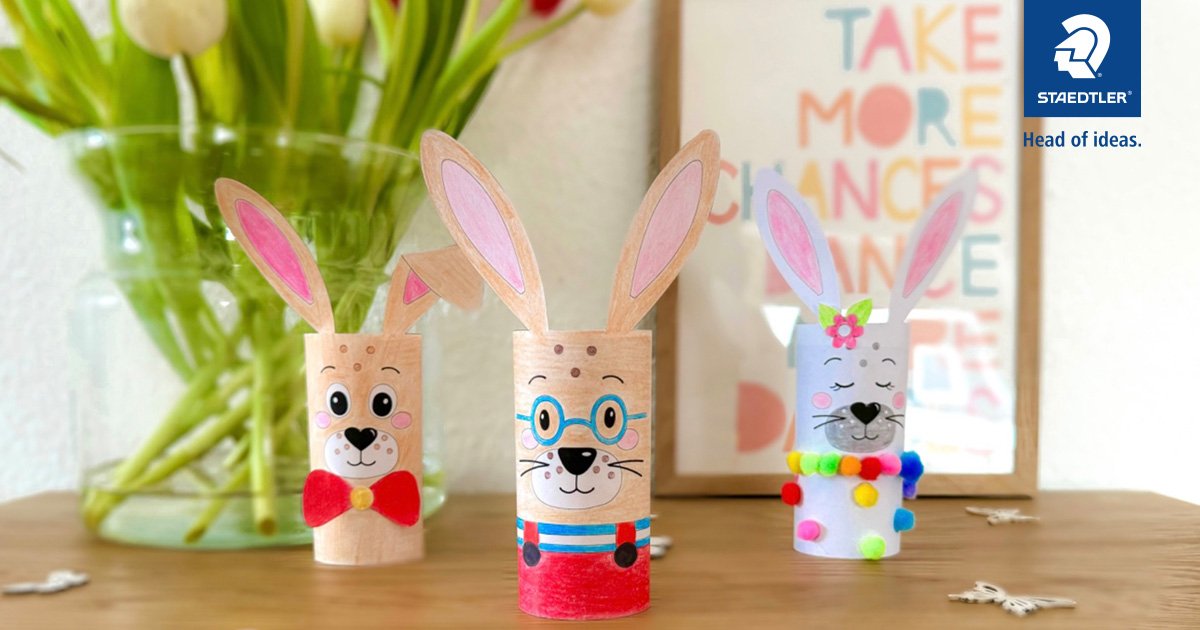 Conejos de Pascua hechos con rollos de papel - Instrucciones de ...