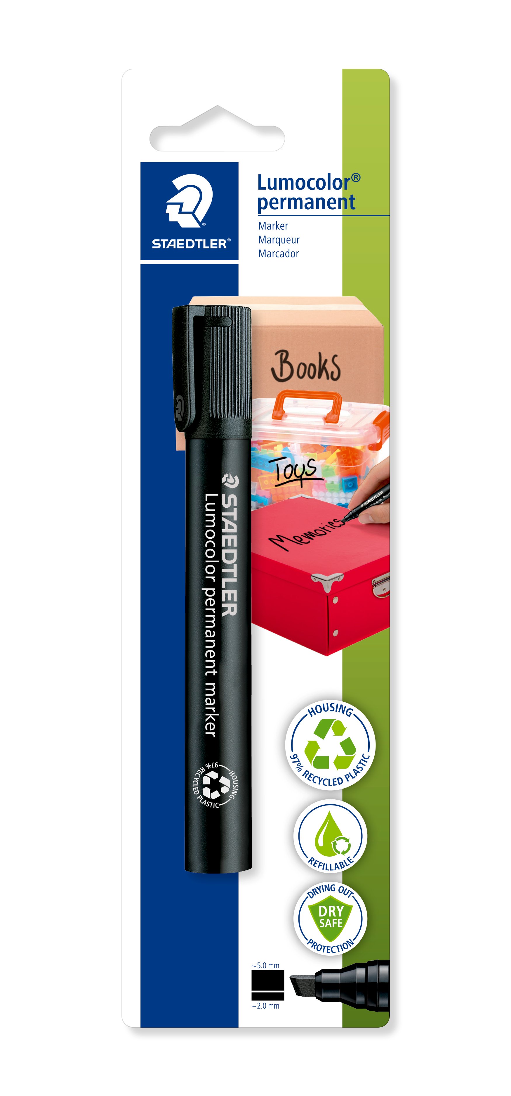 Lumocolor® permanent marker 350 - Marqueur permanent pointe biseautée ...