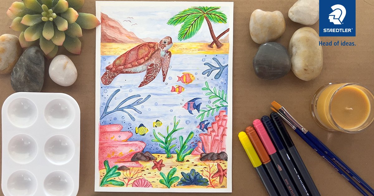 Landscape drawing using watercolor brush pens | STAEDTLER